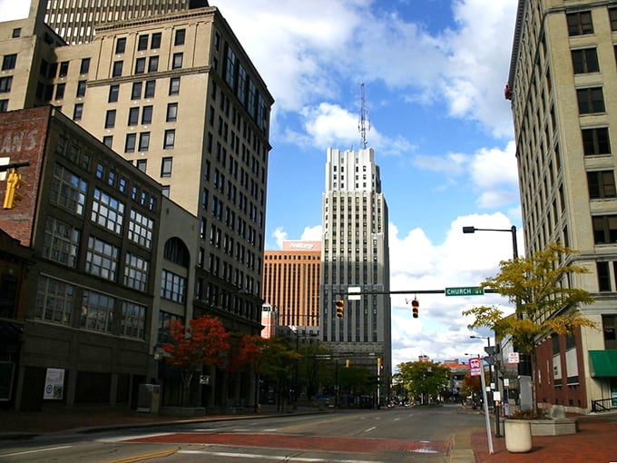 Akron's impressive skyline looks expensive but hides affordable treasures. Big city views with small town costs.