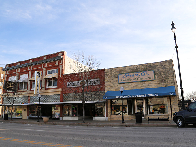 Historic stone architecture in Arkansas City houses modern businesses with refreshingly old-fashioned pricing.