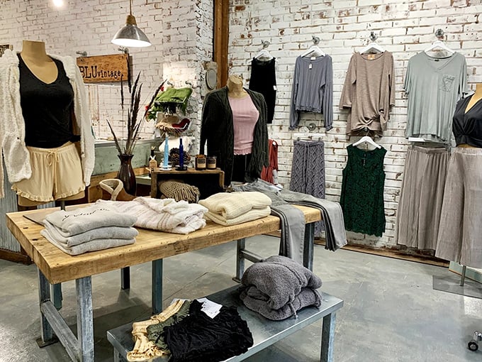 Exposed brick walls meet carefully curated clothing. BLUvintage isn't just a store&mdash;it's where yesterday's fashion finds its tomorrow.