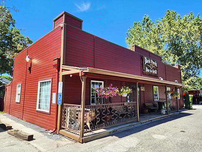 This charming red building looks like it wandered straight out of a Southern novel into Oregon's countryside.
