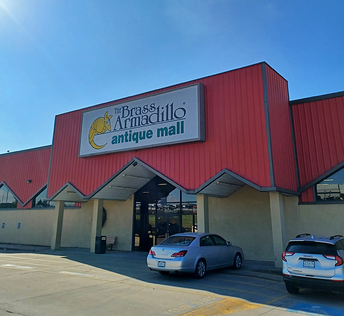 That cheerful armadillo mascot promises fun discoveries await inside this Grain Valley treasure trove.