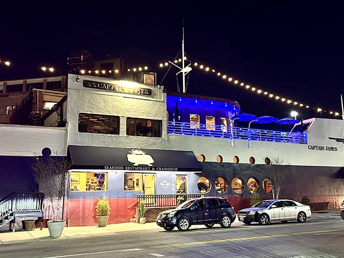 Ship-shaped dining adventure awaits at Captain James - Baltimore's most nautical seafood palace sets sail nightly.