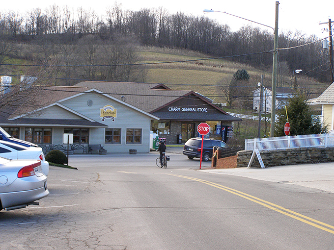 A rustic country store with "Charm General Store" signage - where the name on the building perfectly describes the experience inside.