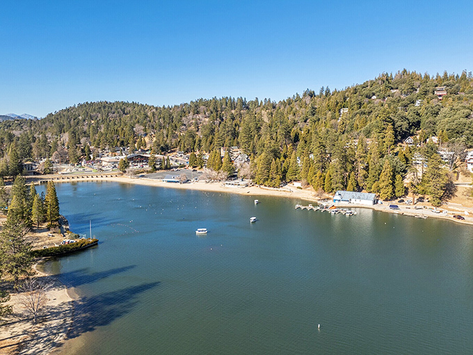Crestline's lakeside setting offers mountain serenity that makes city stress melt away instantly.