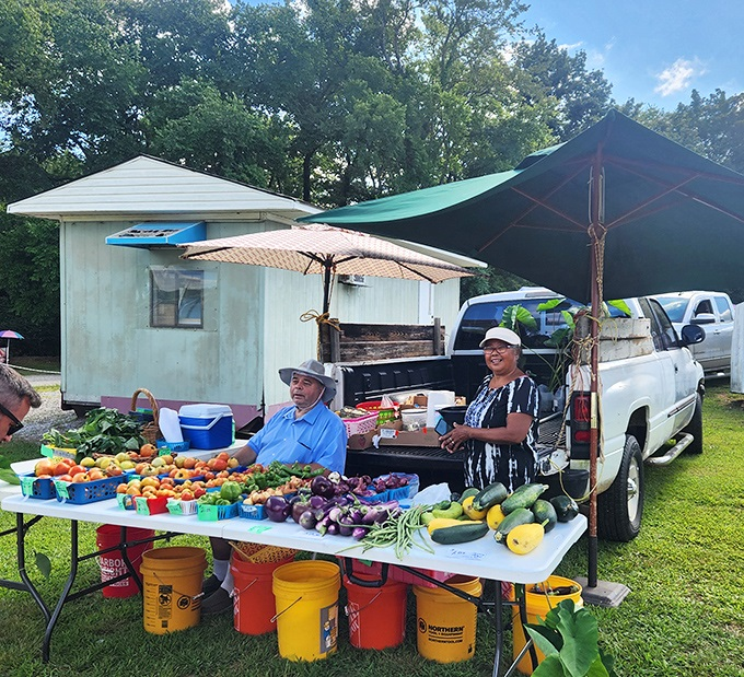 Fresh vegetables displayed truck-side prove that the best deals come straight from Tennessee soil.