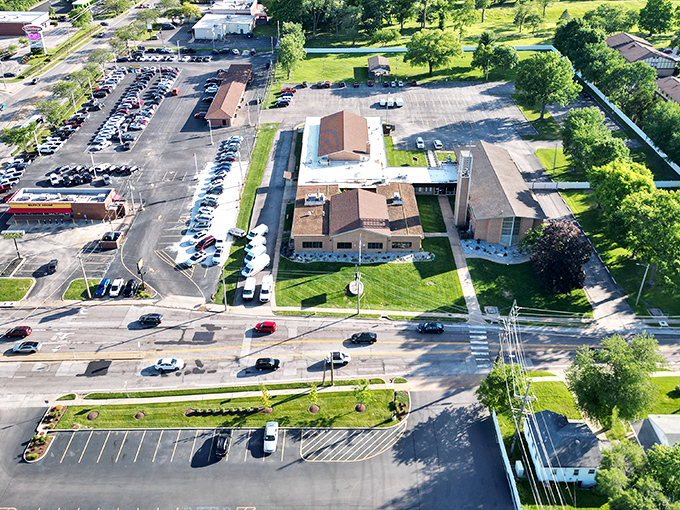 Florissant's modern amenities blend seamlessly with suburban comfort in this aerial perspective.