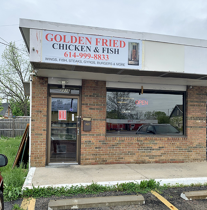Golden by name, golden by nature - this humble storefront delivers chicken that gleams like edible treasure from the fryer.
