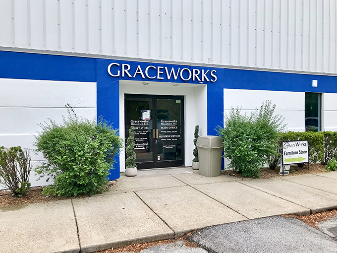 GraceWorks' unassuming exterior hides a treasure trove of furniture finds and fashion bargains.