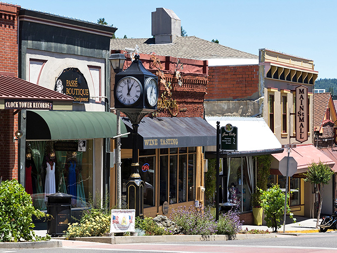 The brick buildings of Grass Valley's main street have witnessed California history unfold. They've aged better than most of us!