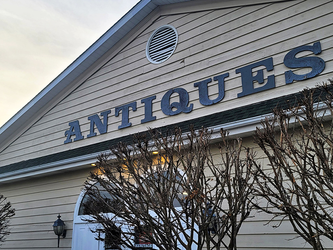The "ANTIQUES" sign says it all - this place takes its vintage treasures seriously and proudly.