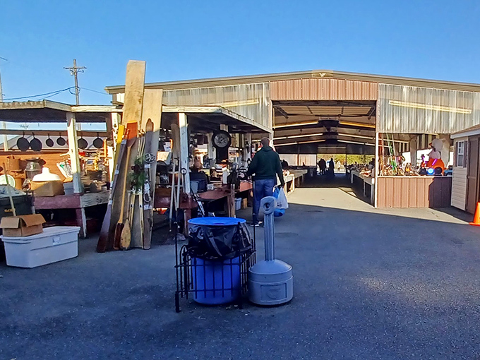 Small-town friendliness shines through every vendor interaction at this charming community gathering place today.