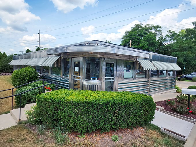 Joni's chrome exterior gleams like a time machine to when milkshakes had real ice cream and jukeboxes played for a nickel.