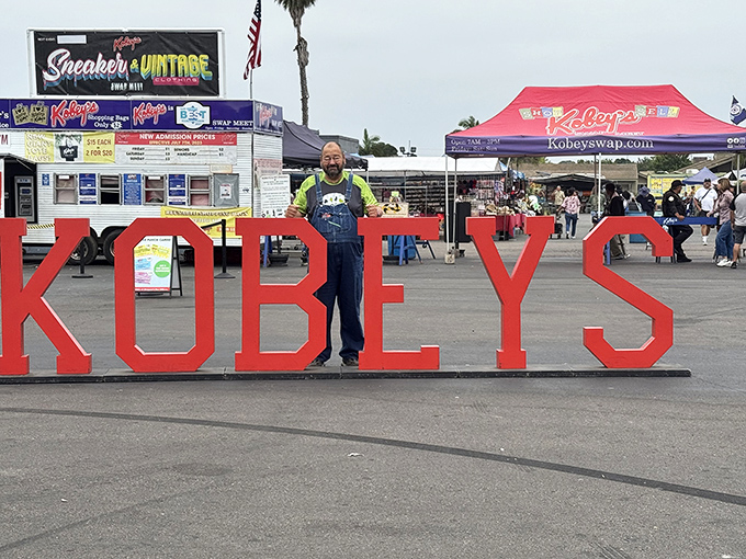 The famous Kobey's sign welcomes bargain hunters to San Diego's beloved weekend tradition of treasure hunting fun.