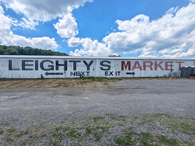 Simple metal buildings house extraordinary finds at Leighty's, where the unassuming exterior hides a wonderland of potential treasures.
