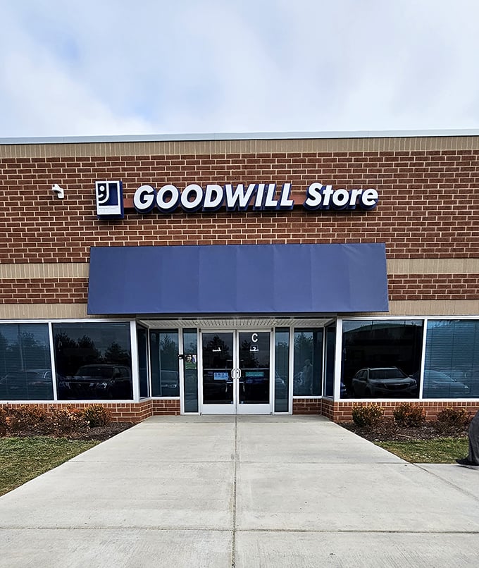Modern brick construction houses a Goodwill location that serves Frederick with style and community purpose.