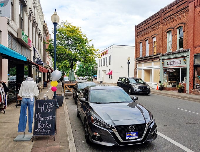 Morganton's downtown shows off its mountain town pride with clean streets and welcoming storefronts that say "stay awhile."