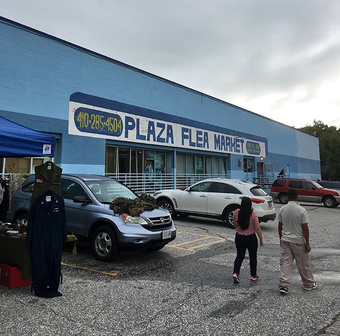 North Point Plaza's blue exterior hides a treasure trove within. Like a TARDIS for bargain hunters—much bigger on the inside!