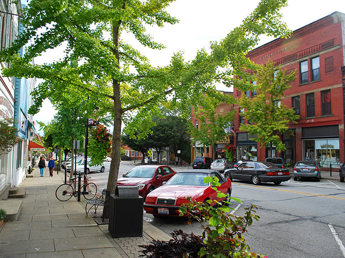 Oberlin's tree-shaded downtown blends college town energy with small-town warmth like the perfect recipe for community.