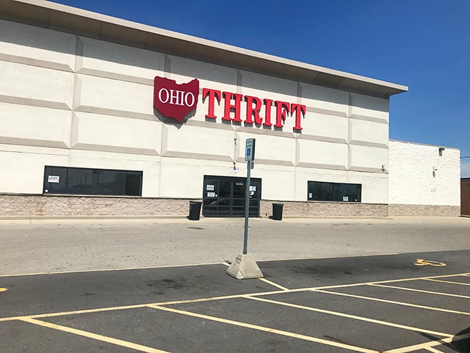 Ohio Thrift's bold red lettering announces itself proudly, like a beacon for budget-conscious shoppers everywhere.