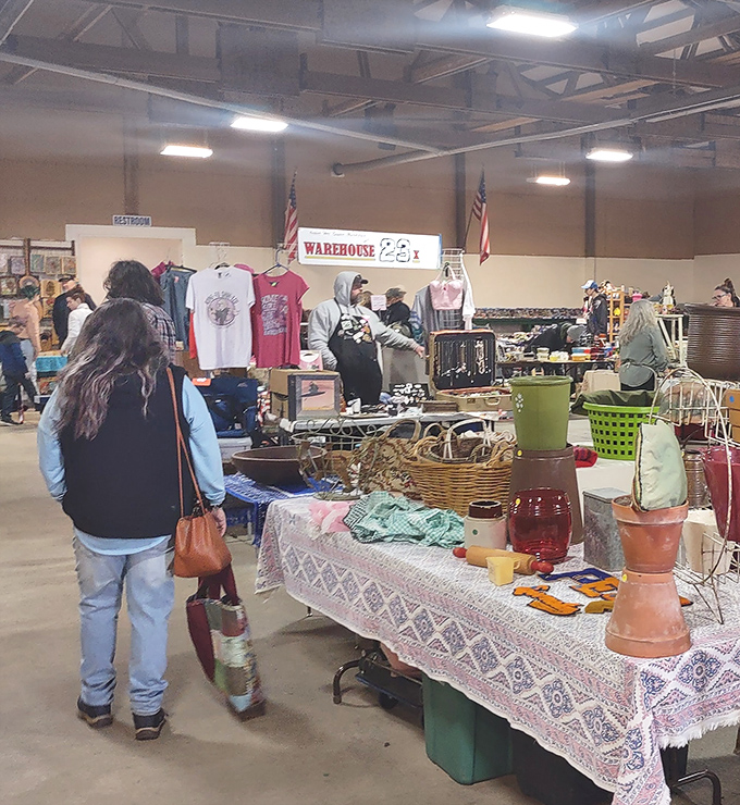 Inside Polk Flea Market, every table tells a different story. The warehouse setting isn't just practical&mdash;it's the perfect backdrop for serious treasure hunting!