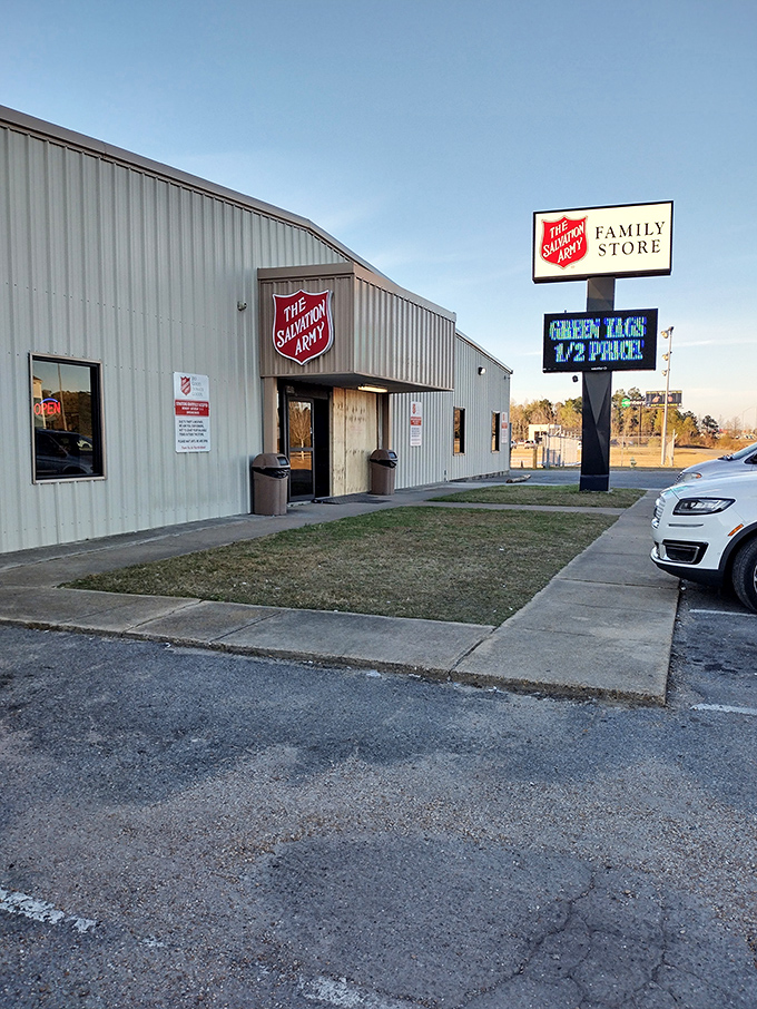 The Salvation Army's familiar red shield promises reliable deals and community support combined.