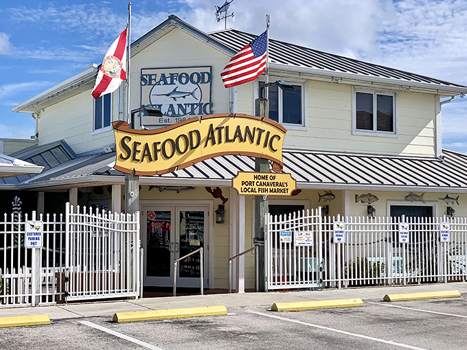 Classic fish house architecture that whispers promises of fresh catches and time-honored seafood traditions within.