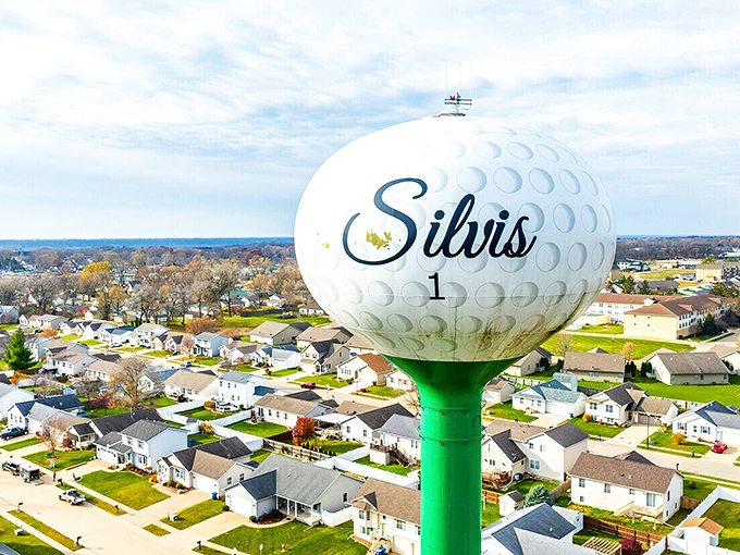 Silvis' iconic golf ball water tower stands guard over neighborhoods where affordable homes line streets with plenty of green space.