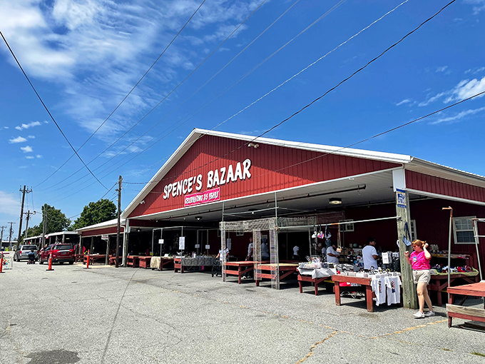 The legendary red barn of Spence's Bazaar stands ready to welcome another generation of Delaware bargain hunters.