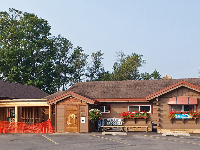 Log cabin dining where hearty appetites meet even heartier burgers in perfect wilderness harmony.