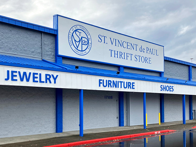 That clean, modern storefront proves thrift shopping has evolved from dusty rummaging to sophisticated treasure hunting with style.