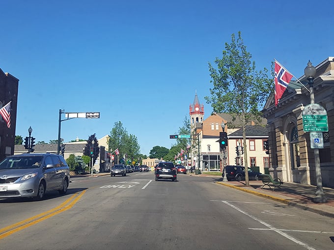 Stoughton's Norwegian heritage shows in every carefully crafted detail along these peaceful streets.