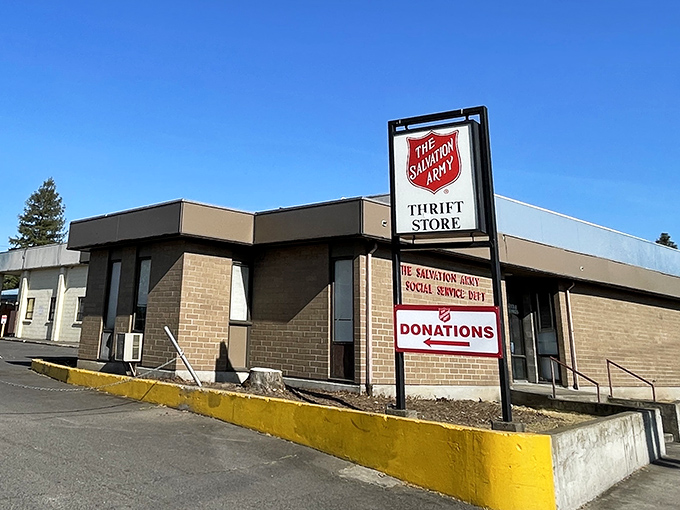 The Salvation Army's simple exterior hides a warehouse of possibilities. Where your thrift dollars do double duty for the community!