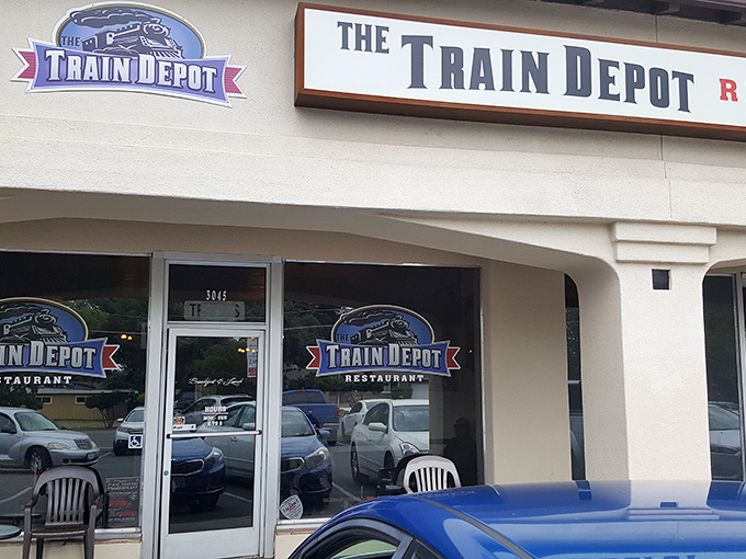 All aboard the breakfast express - this depot serves comfort instead of train tickets.