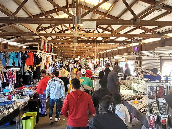 Covered areas provide shade while shoppers explore endless possibilities and discover unexpected treasures waiting patiently.