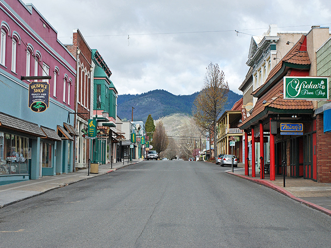 Yreka's rainbow of storefronts pops against mountain backdrops&mdash;like Main Street USA got a technicolor makeover!