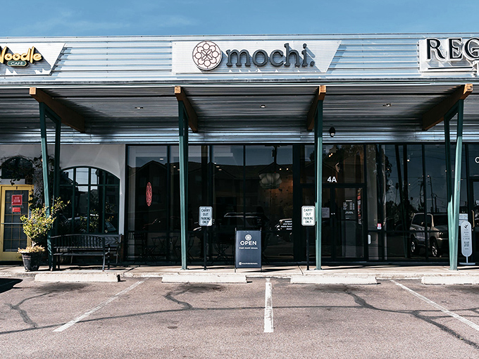 Mochidot's sleek storefront whispers sophistication while promising a fusion adventure your taste buds won't forget.
