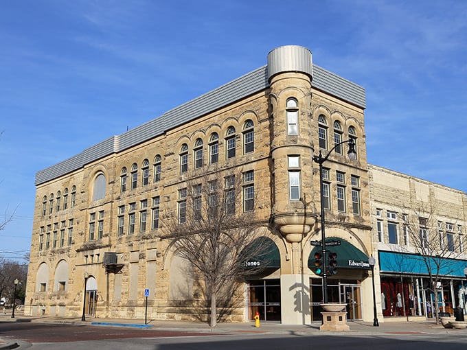 Arkansas City's historic downtown buildings wear their century-old facades like badges of honor, standing tall against Kansas skies.