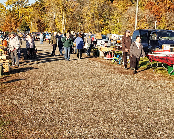 Fall colors frame Armada's treasure tables, proving October shopping beats mall crowds any day of the week.