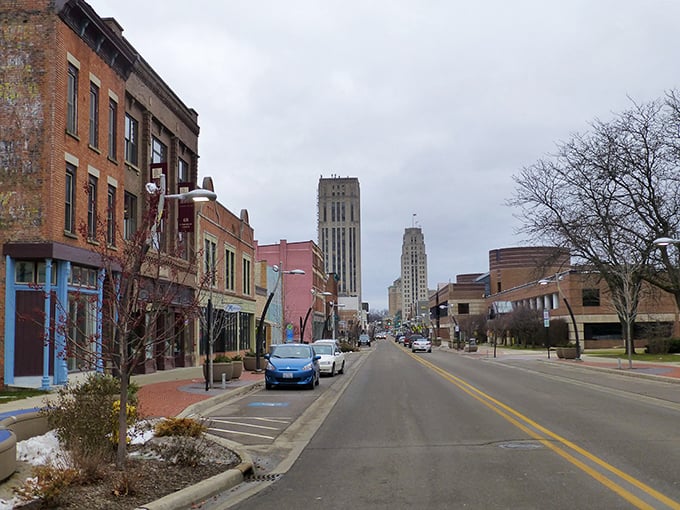 The tree-lined streets of Battle Creek offer a perfect blend of historic buildings and modern amenities for comfortable city living.