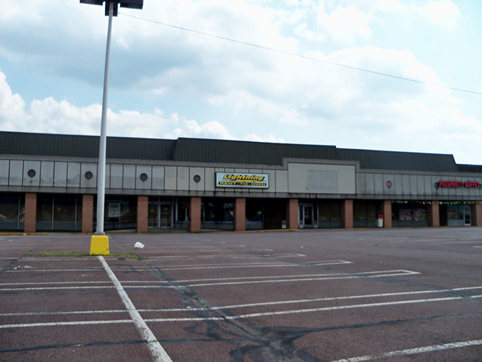 This quiet plaza in Berwick feels like a relic of retail&rsquo;s past &mdash; where empty lots and old signs whisper stories of busier days.