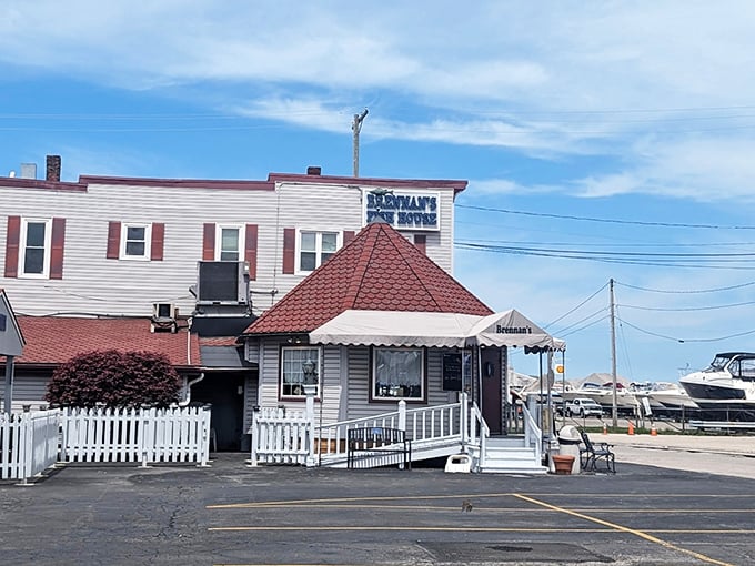 The historic white building housing Brennan's Fish House has witnessed generations of seafood lovers making memories over perfect perch.