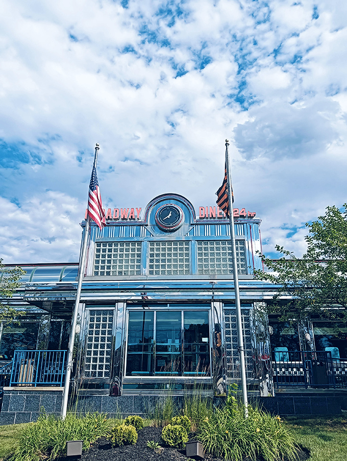 Nighttime is the right time at Broadway Diner, when those neon lights transform breakfast into a blue-hued dreamscape.