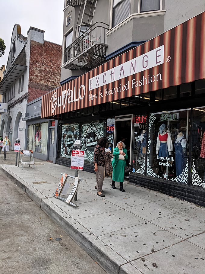The colorful window displays hint at the curated fashion wonderland waiting just beyond those doors.