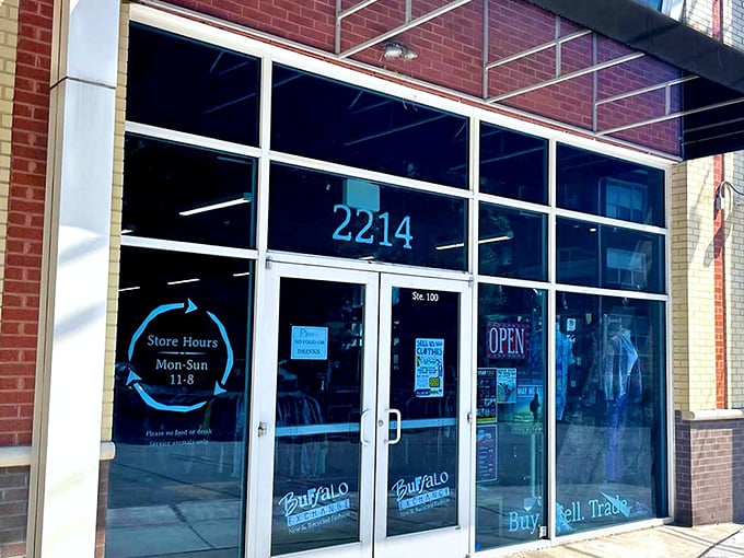 Those floor-to-ceiling windows showcase the boutique experience waiting inside this trendy thrift haven.