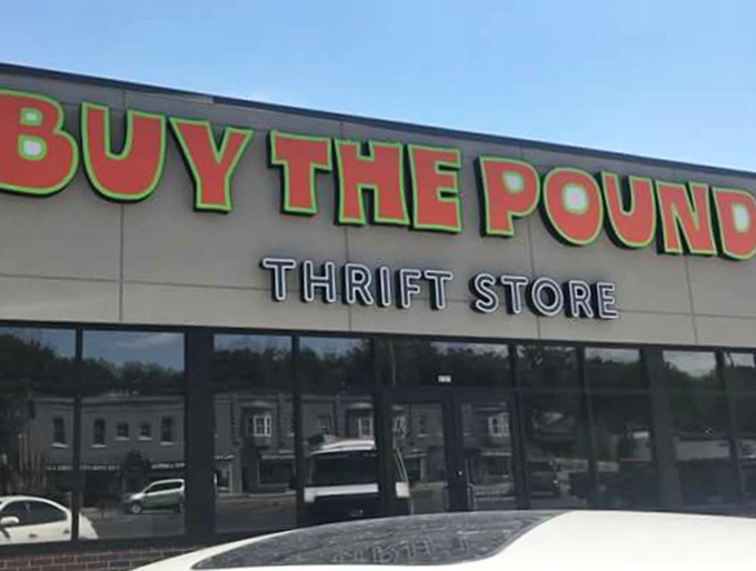 Bold yellow letters shout "NOW OPEN" &ndash; music to any thrifter's ears, especially when deals are sold by weight!