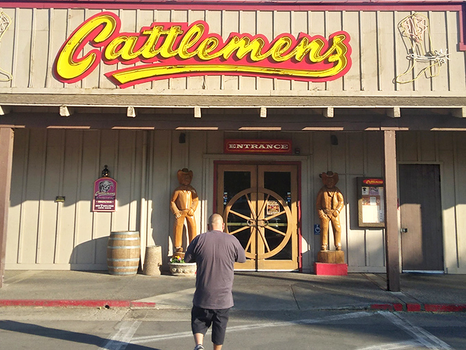 When life-sized cowboys welcome you to dinner, expect portions and flavors as big as the Old West.