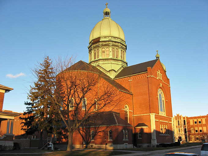 Celina's golden-domed cathedral catches sunlight like a beacon for this lakeside retirement haven.