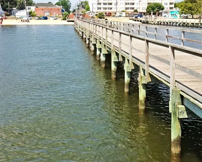 This wooden pier at Colonial Beach practically begs for early morning coffee walks or sunset fishing sessions.