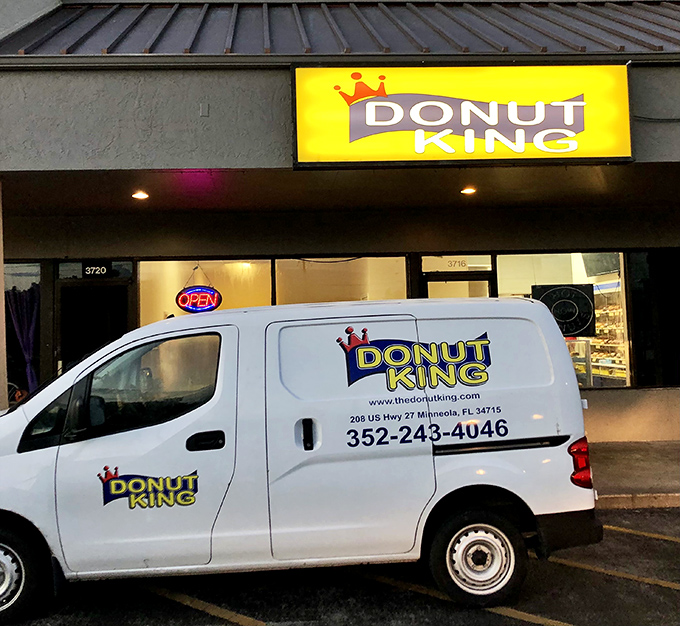 The delivery van says it all! Donut King's mobile ambassador spreads sugary joy throughout Winter Park.