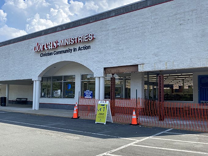Community spirit and bargain hunting collide under this sign. Your wallet's new best friend has a name: Dorcas.